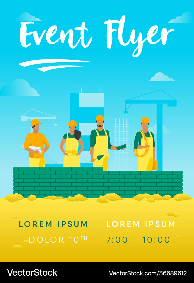 Professional builders making brick wall Royalty Free Vector