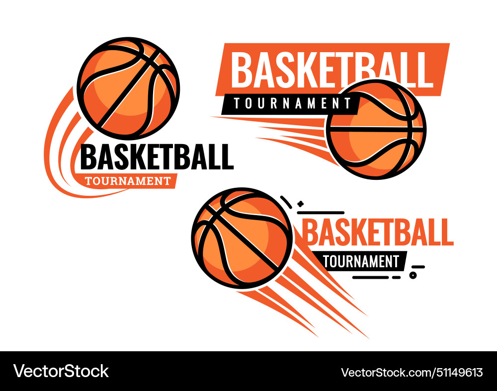 Basketball ball tournament icons Royalty Free Vector Image