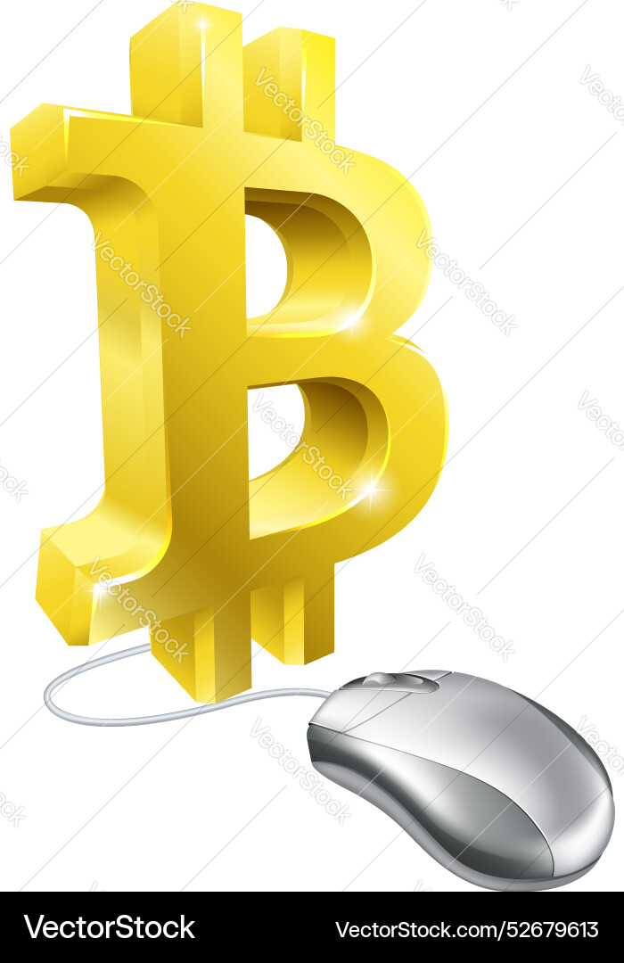 Bitcoin computer mouse concept Royalty Free Vector Image