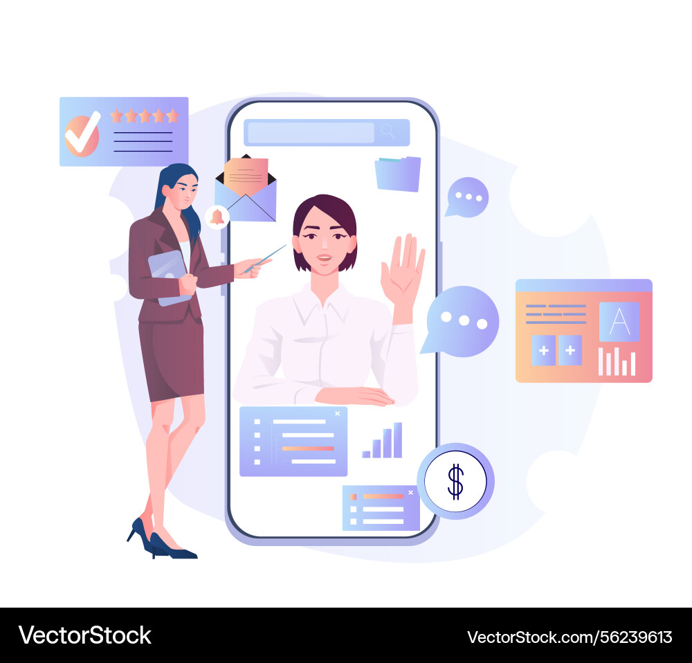 Business communication via mobile app Royalty Free Vector