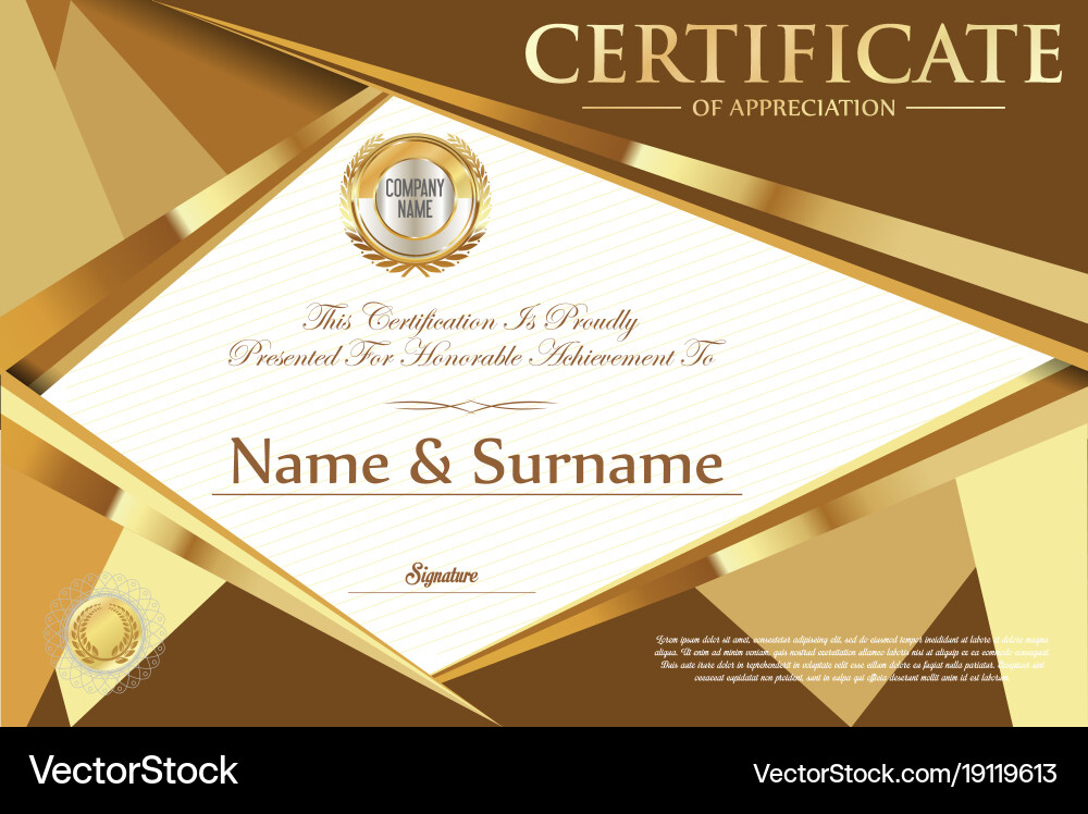 Certificate retro design template 3 Royalty Free Vector