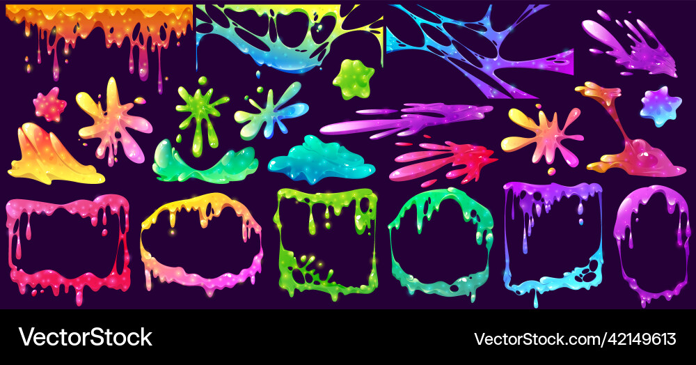 Colorful slime frames splashes spots or elements Vector Image
