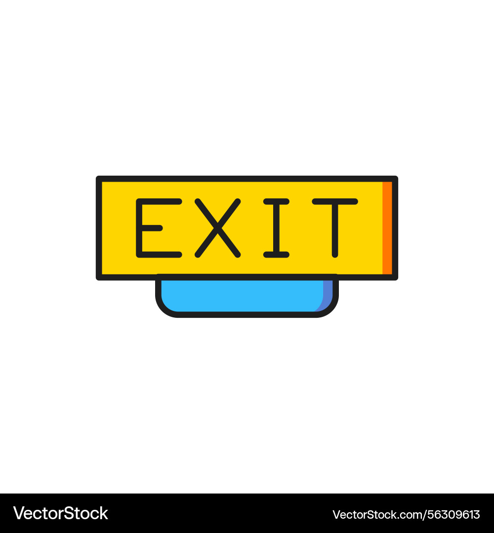 Fire Exit Icon - Flat Outline Royalty Free Vector Image
