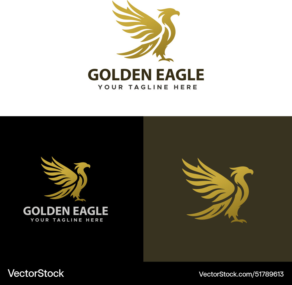 Golden eagle rising wings logo design Royalty Free Vector