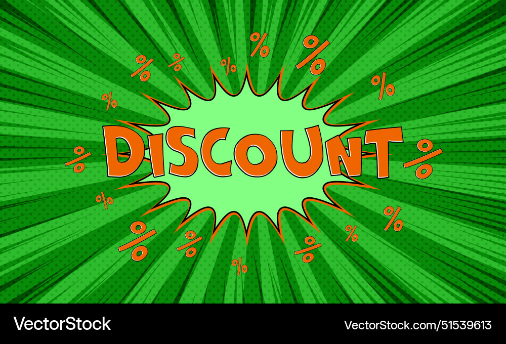 Green advertising banner with text discount Vector Image