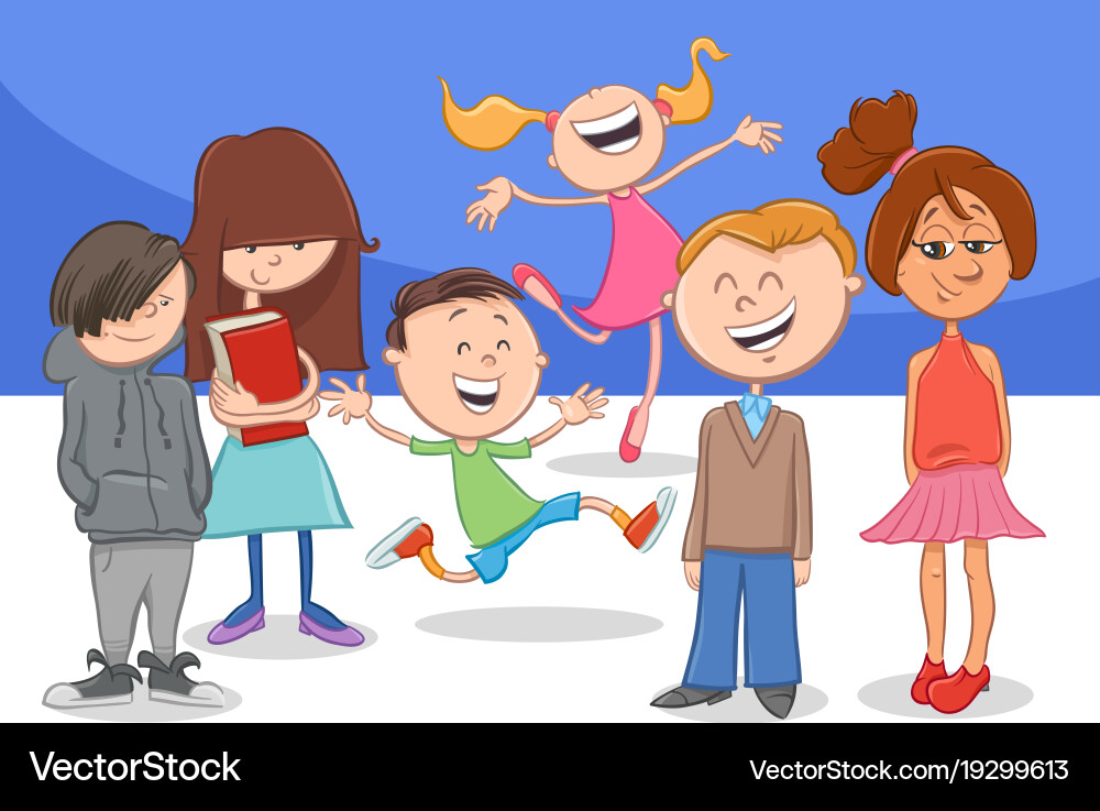Happy cartoon children characters group Royalty Free Vector