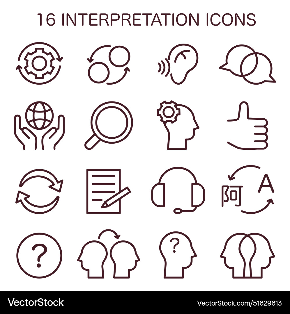 Interpretation icons set data literacy Royalty Free Vector
