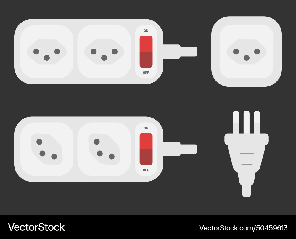 Power outlet plug extension strip swiss type j Vector Image