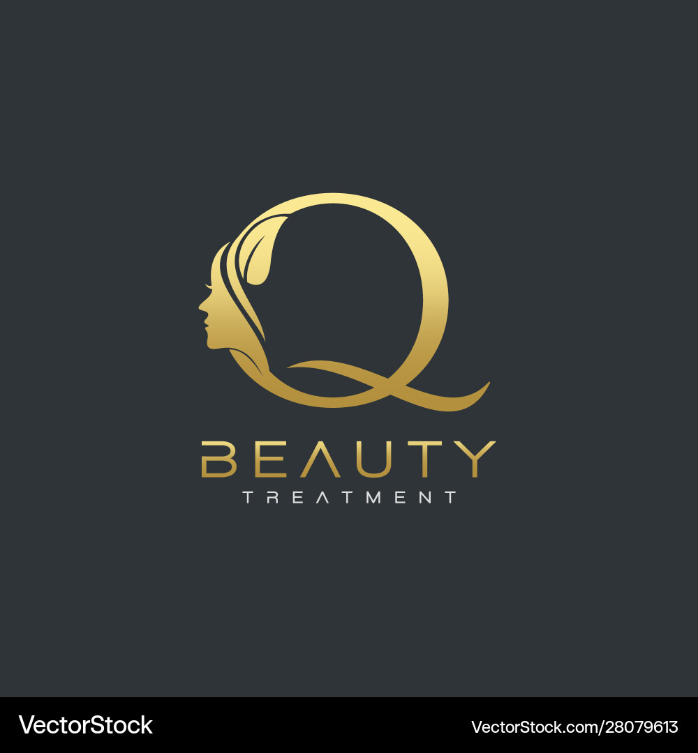 Q letter luxury beauty face logo design Royalty Free Vector