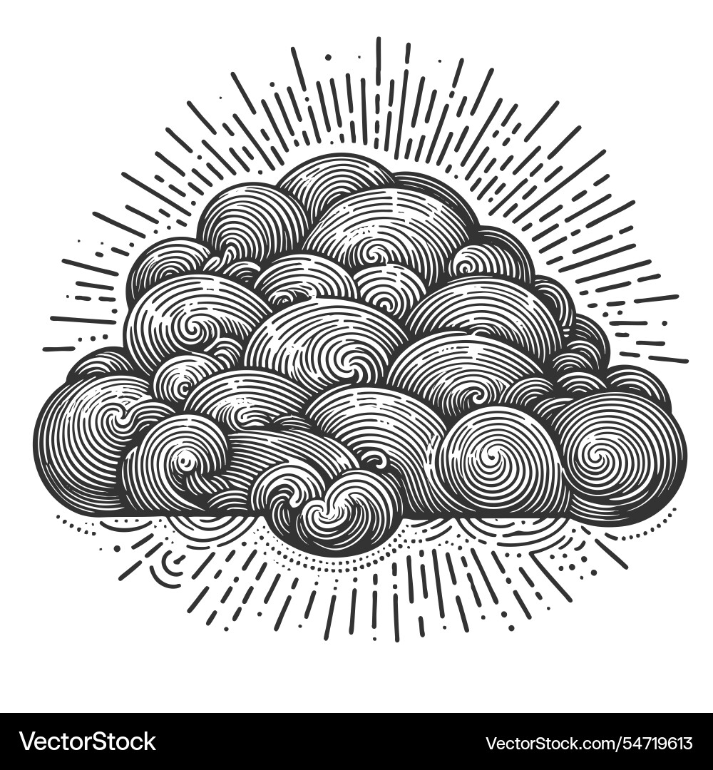 Swirling cloud engraving Royalty Free Vector Image