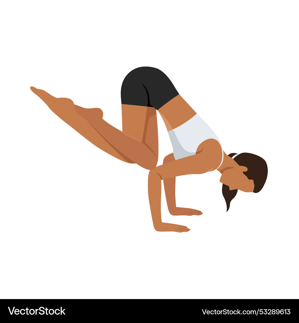 Young woman doing crow pose with eagle legs Vector Image