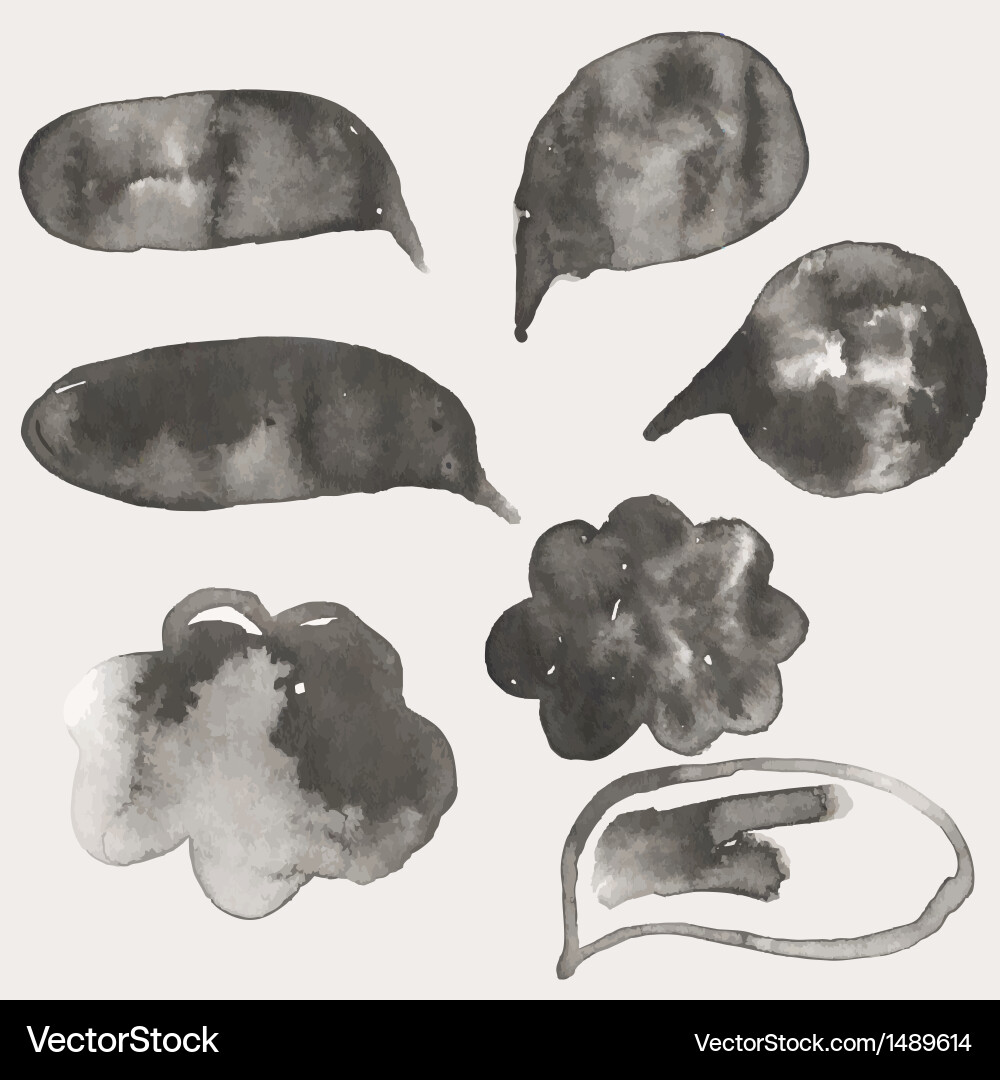 Black and white watercolor speech bubbles Vector Image