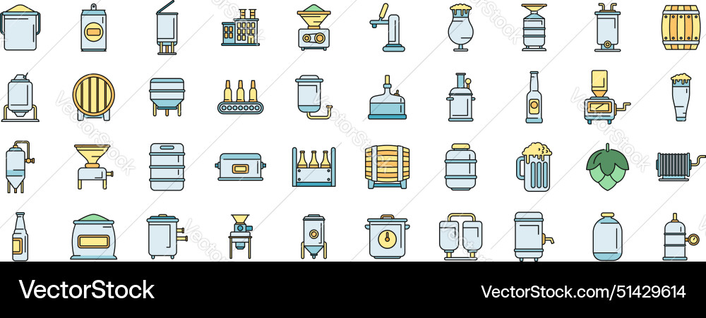Brewery icons set color line Royalty Free Vector Image