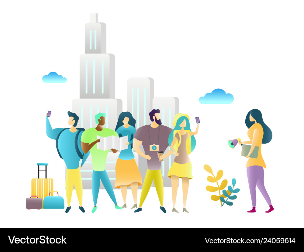 City tour with travel guide Royalty Free Vector Image