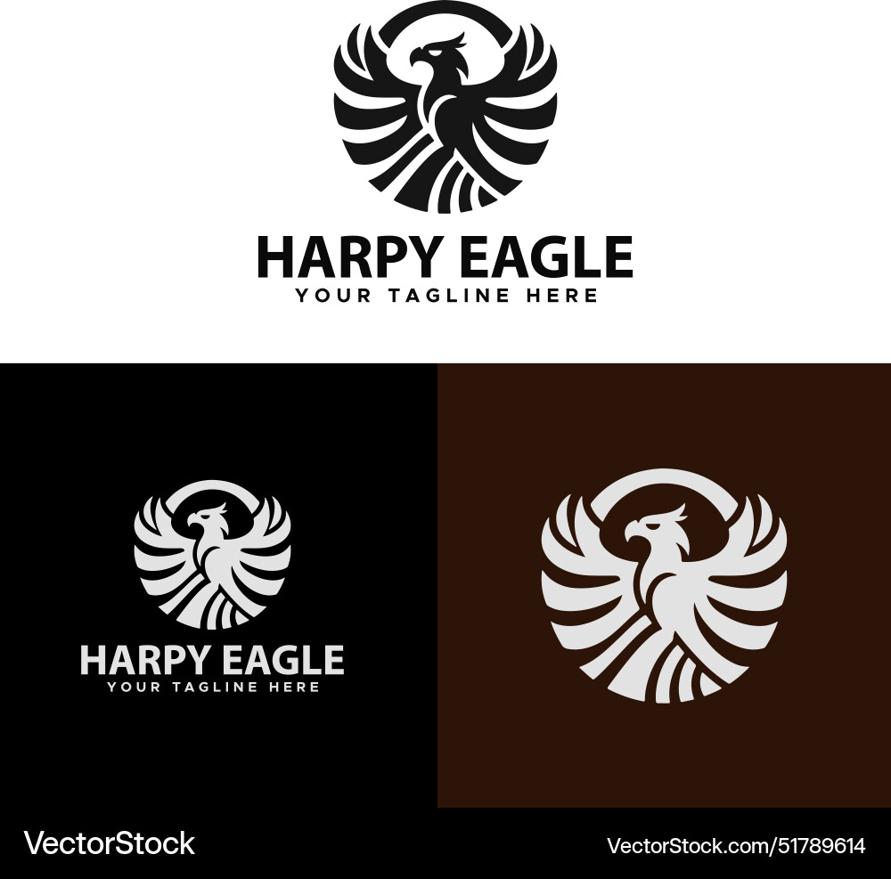 Harpy eagle logo design Royalty Free Vector Image
