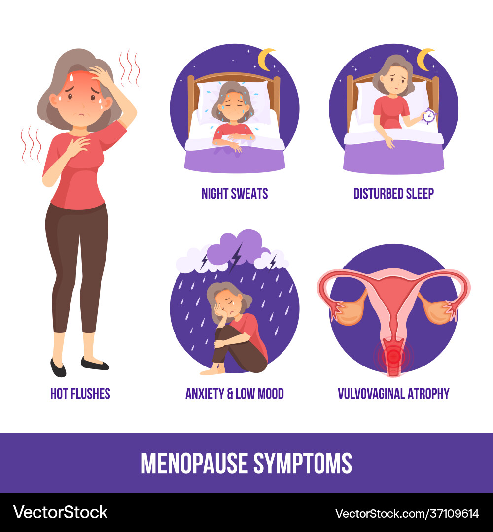 Menopause Symptoms - Hot Flashes & More Vector Image