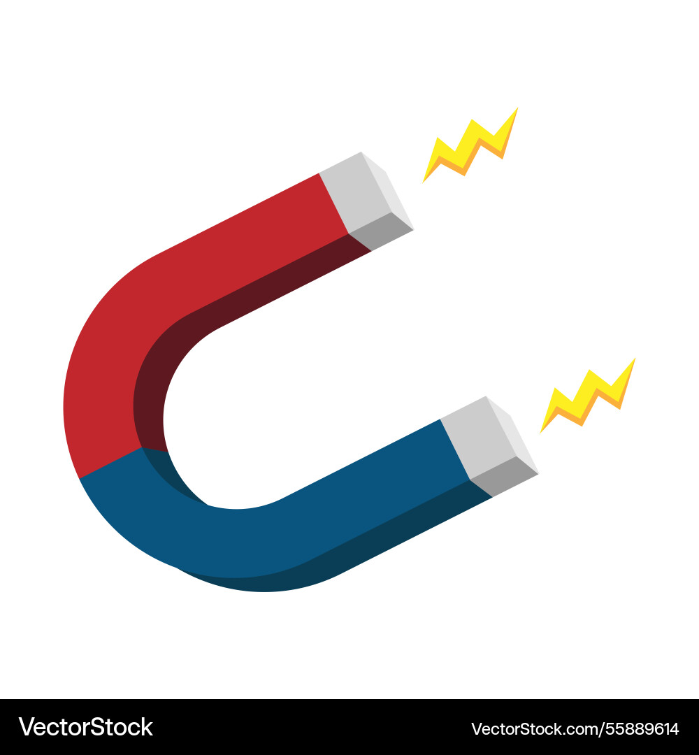 Red blue magnet electric lightning spark strong Vector Image