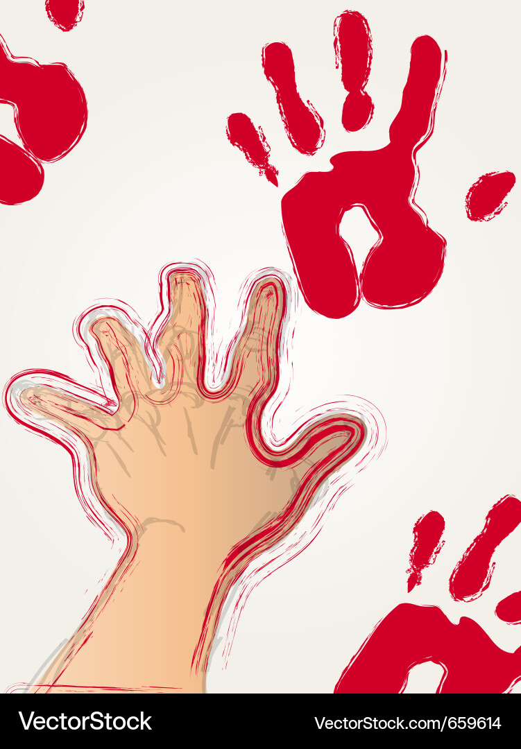 Red paint hand print Royalty Free Vector Image