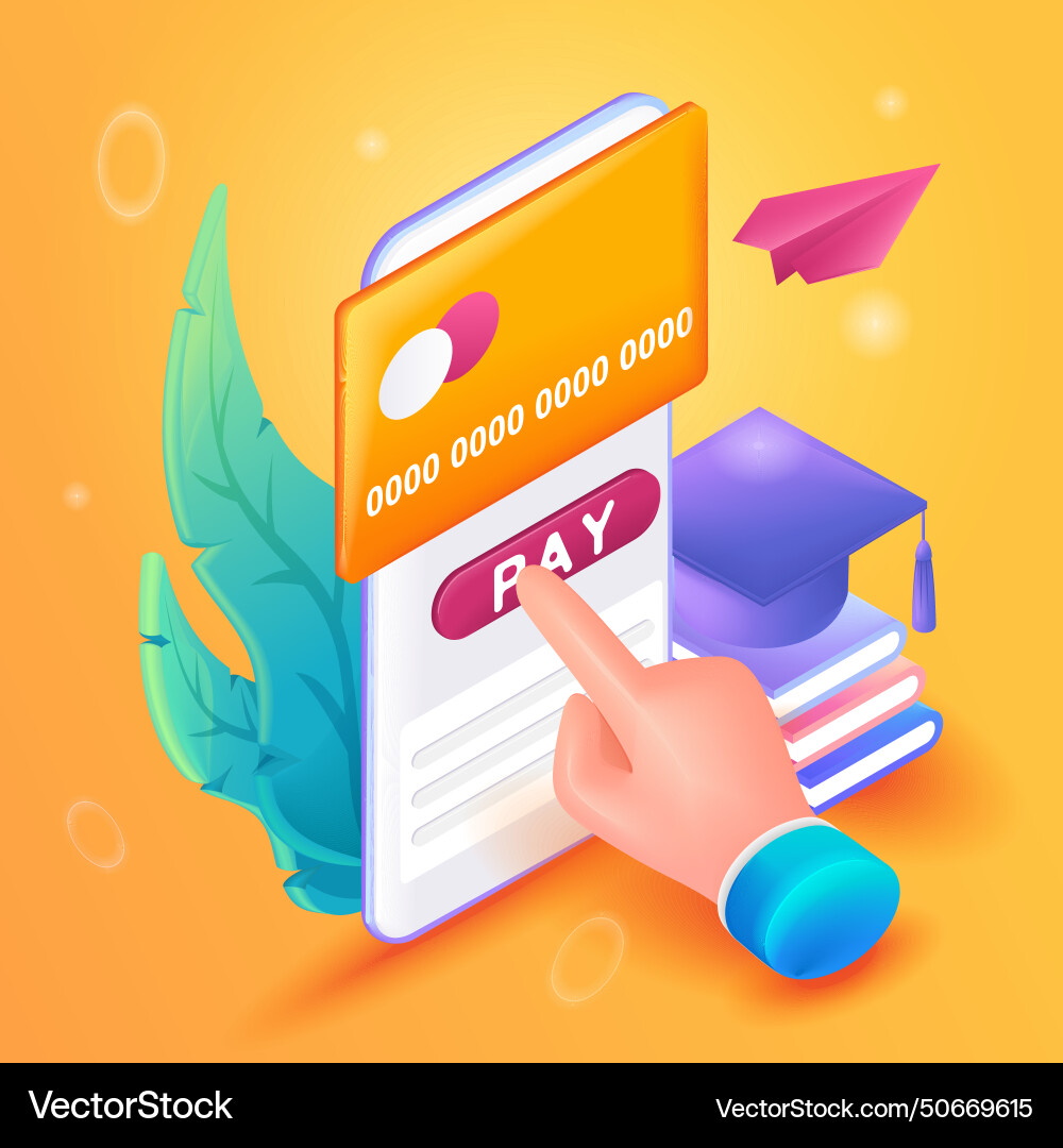3d isometric cartoon payment Royalty Free Vector Image