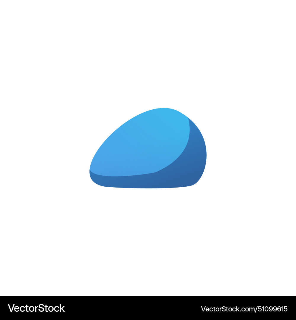 Blue stone rock cobblestone or pebble icon Vector Image
