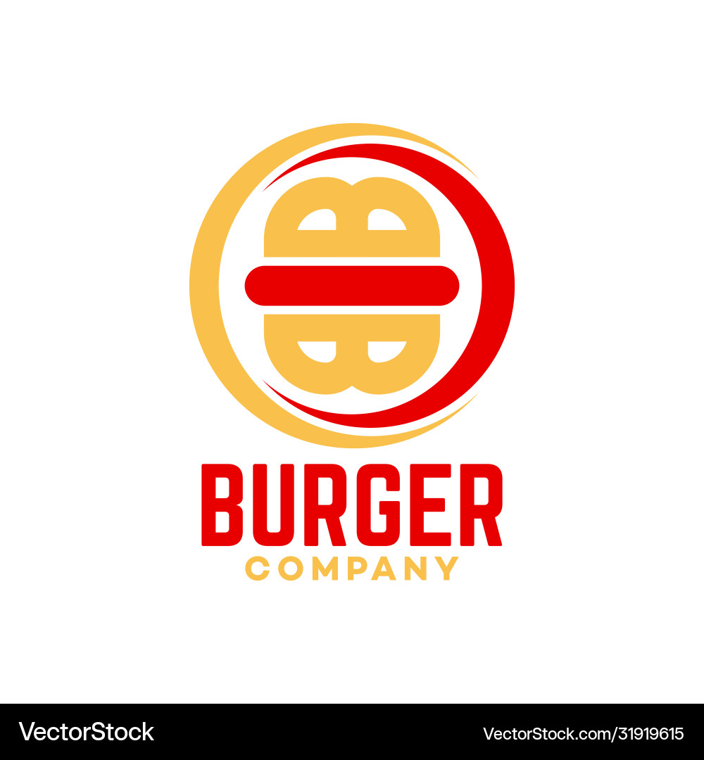 Burger and letter b logo Royalty Free Vector Image