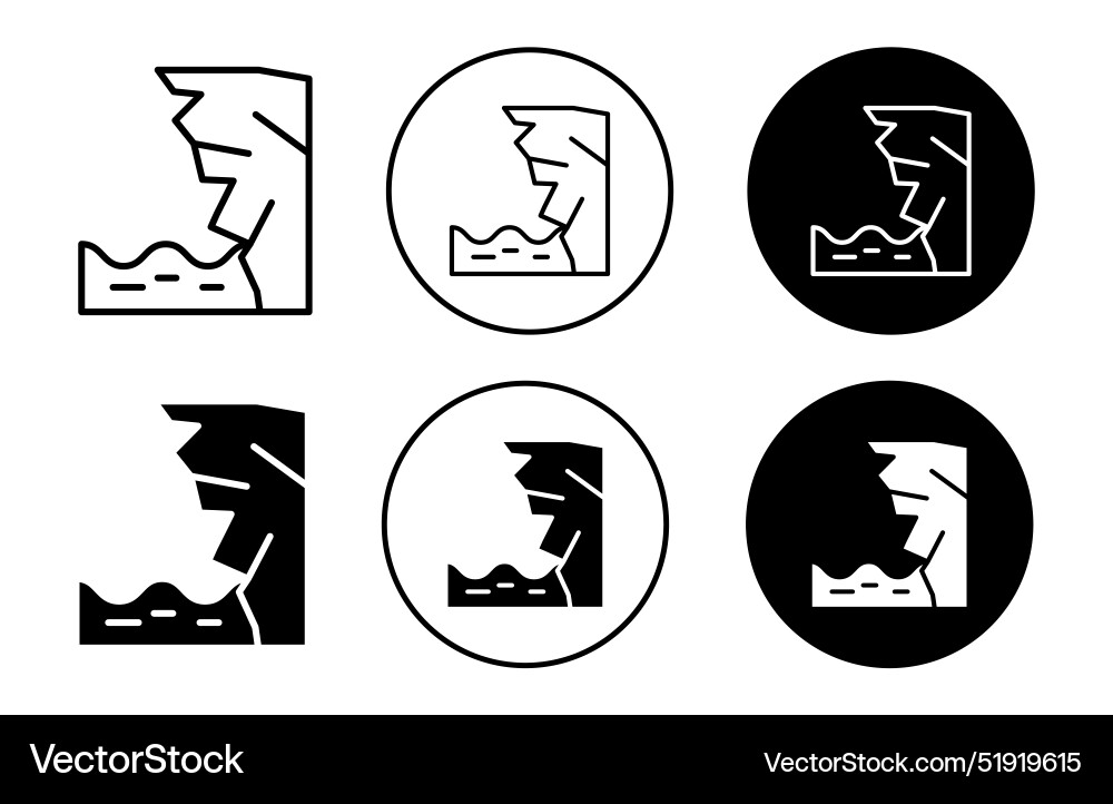 Cliff icon collection of outline thin line symbol Vector Image