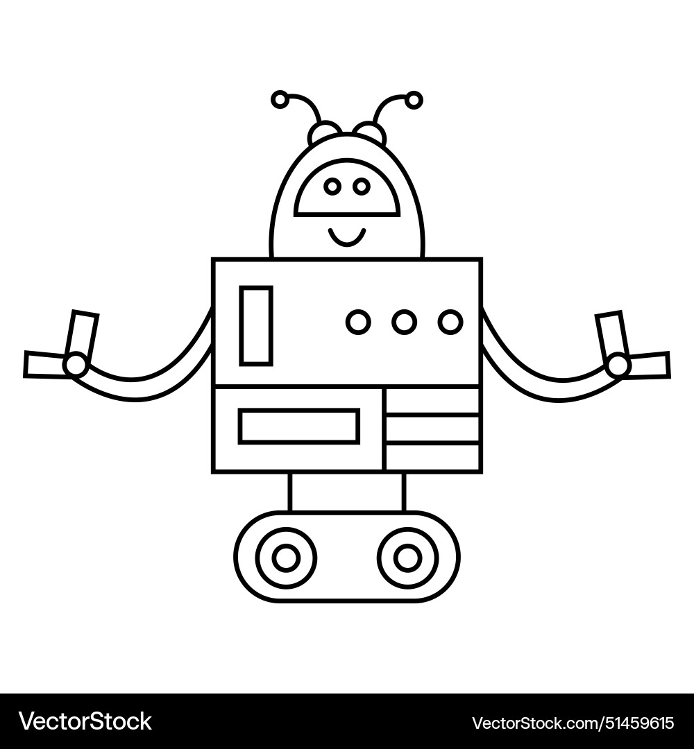 Cute funny robot character outline doodle icon Vector Image