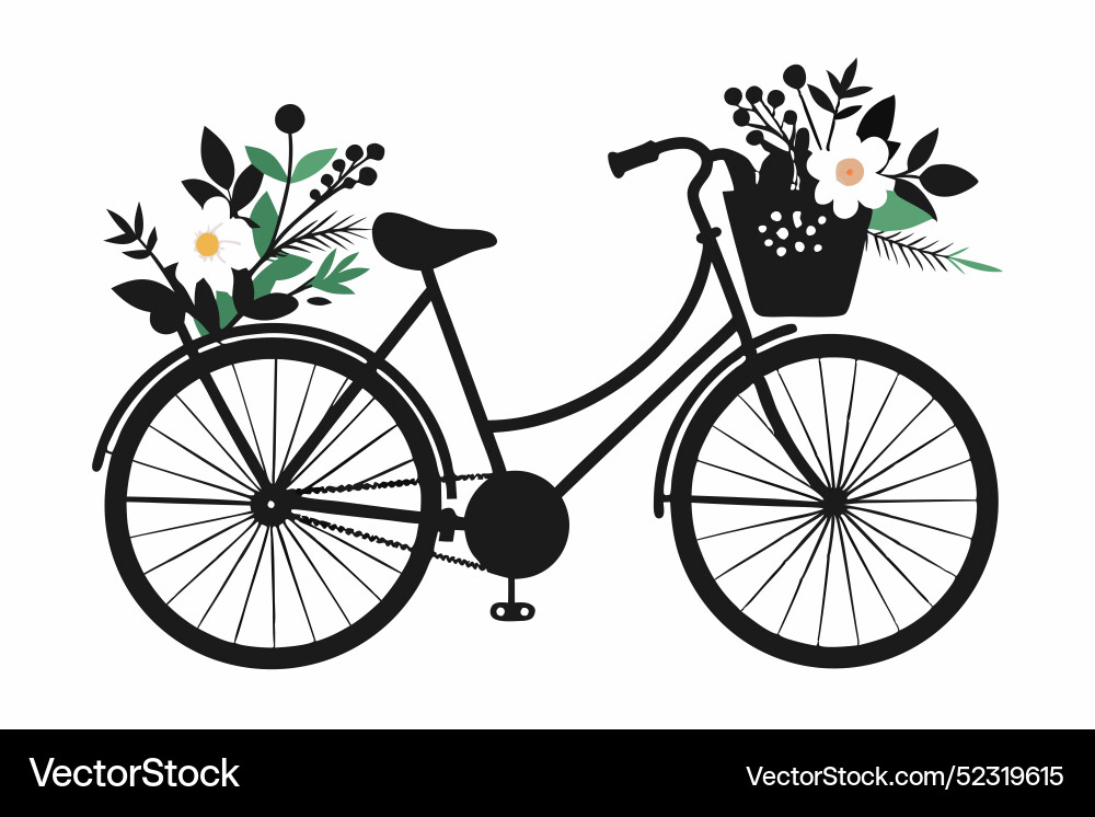 Cycle decoration by flower bouquet i Royalty Free Vector