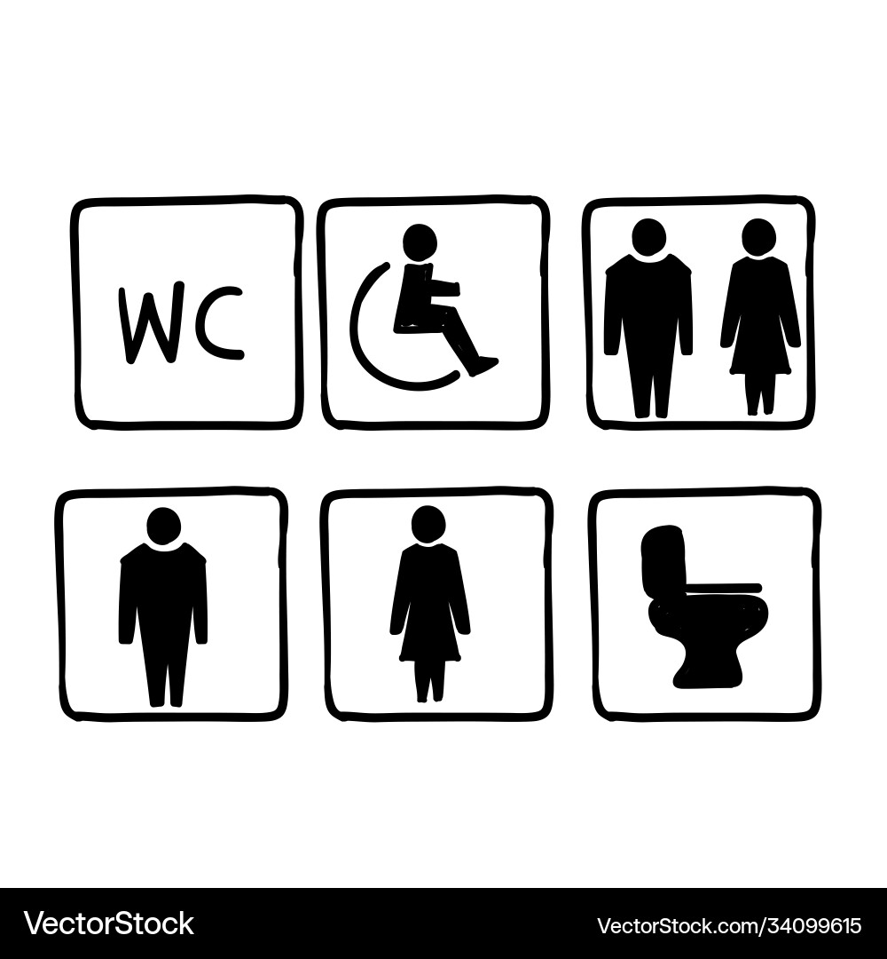 Hand drawn doodle toilet icon set isolated Vector Image