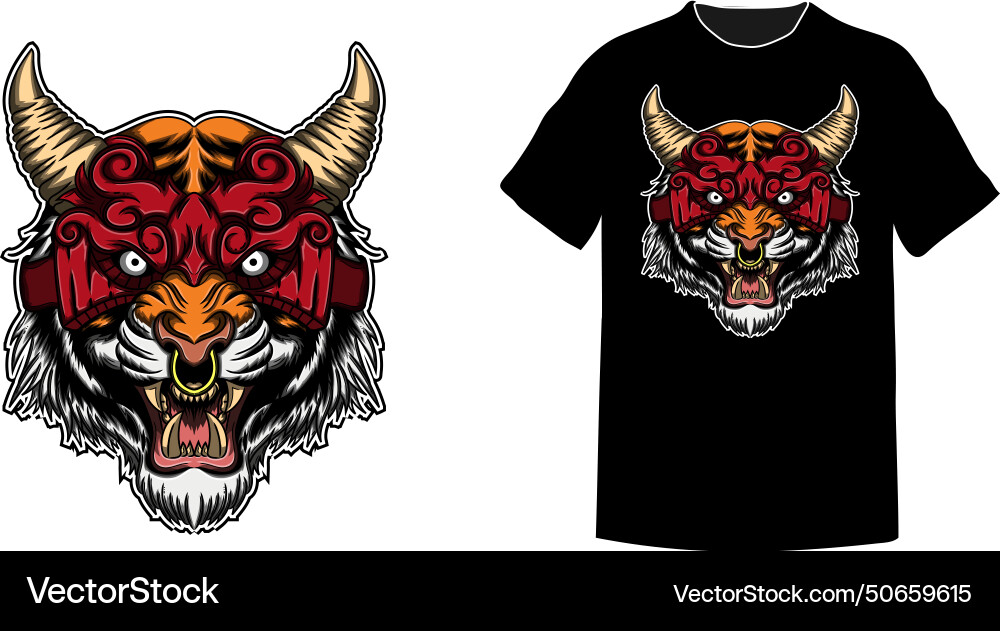 Horn masked tiger Royalty Free Vector Image - VectorStock