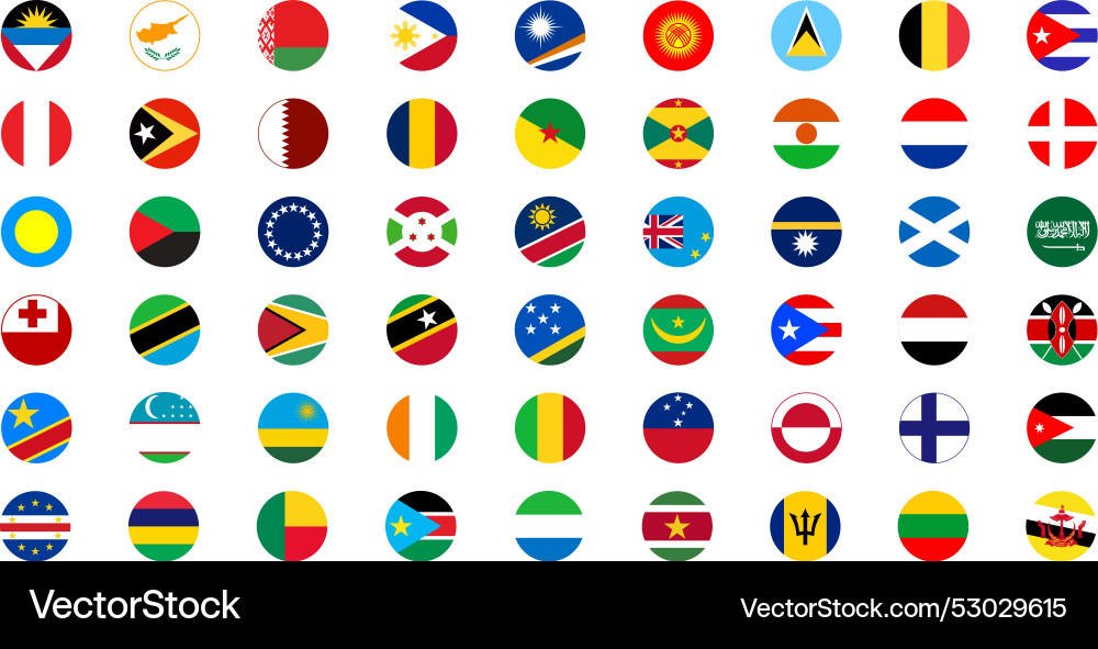National flags in circle shape Royalty Free Vector Image