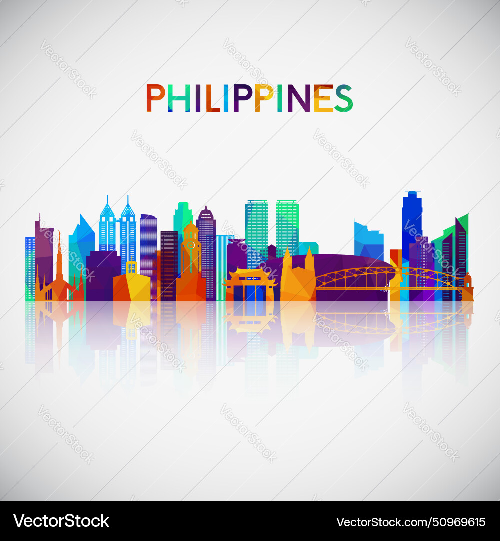 Philippines skyline silhouette in colorful Vector Image
