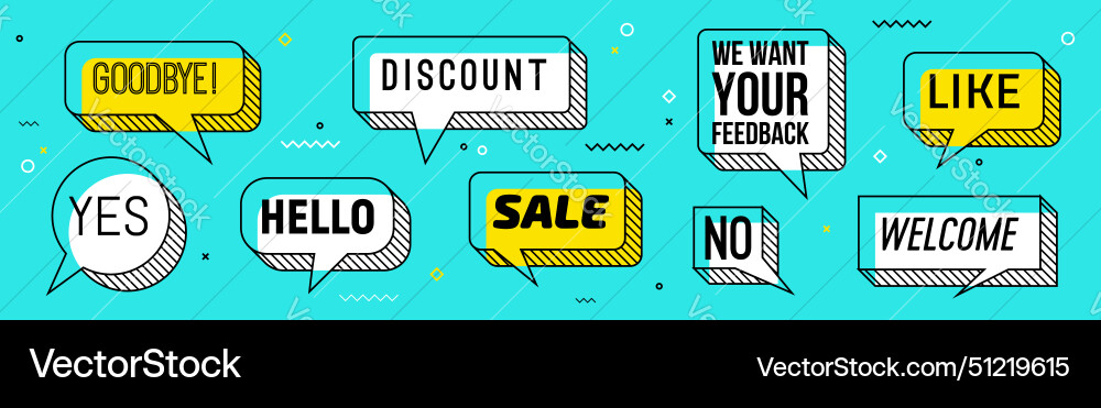 Speech Bubbles Memphis Style Set Royalty Free Vector Image