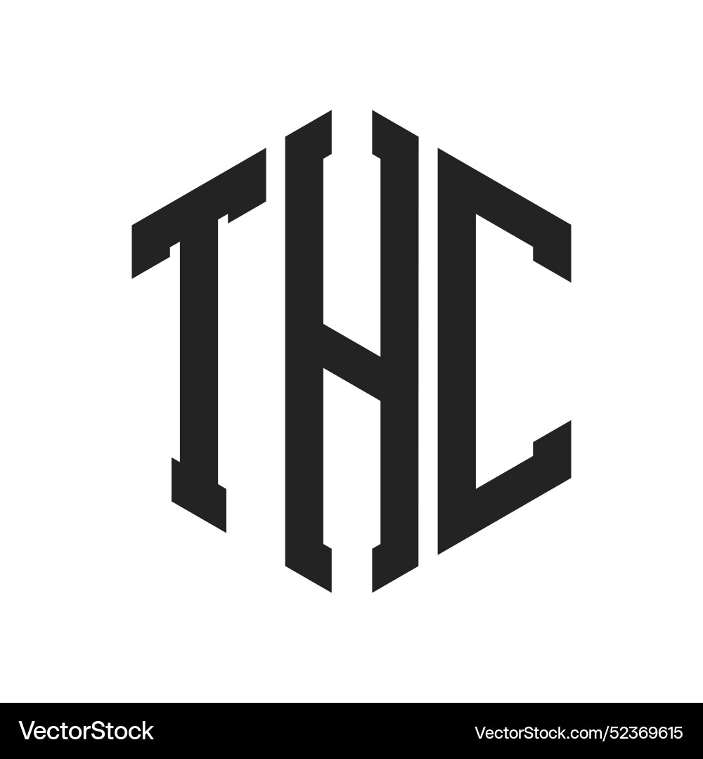 Thc logo design initial letter monogram Royalty Free Vector