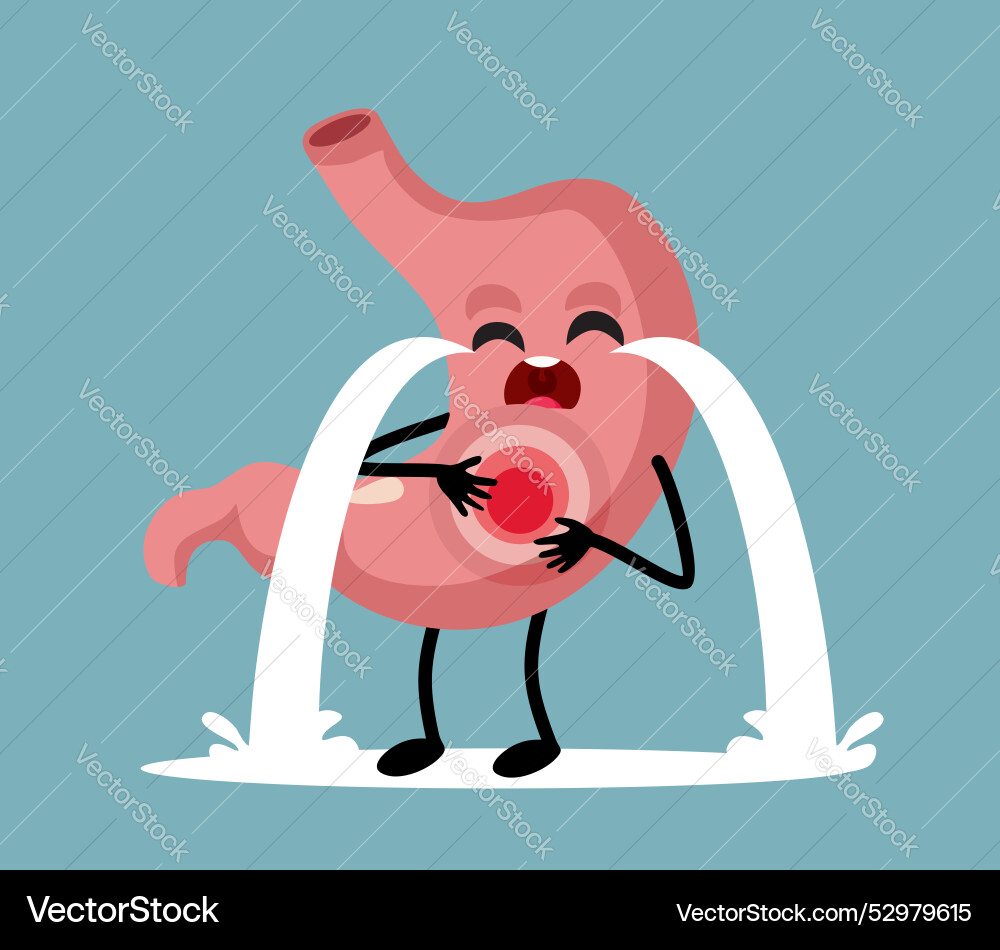Upset stomach character crying out loud Royalty Free Vector