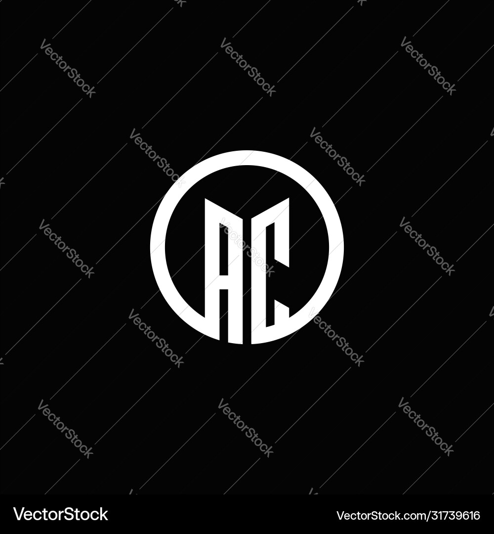 Ac monogram logo isolated with a rotating circle Vector Image