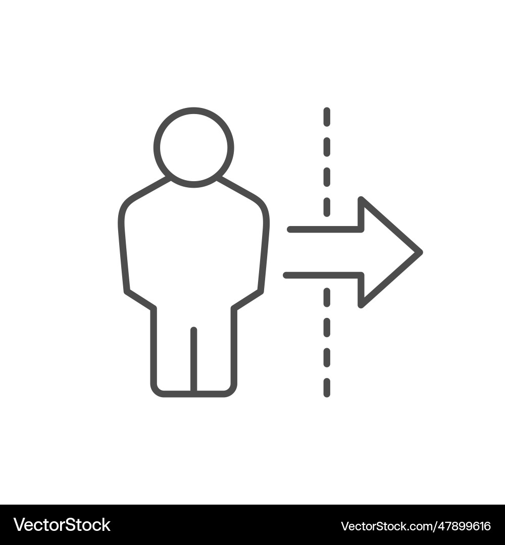 Boundary crossing line outline icon Royalty Free Vector