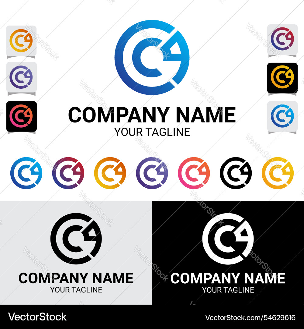 Ccq cqc 3-letter initial typography modern logo Vector Image