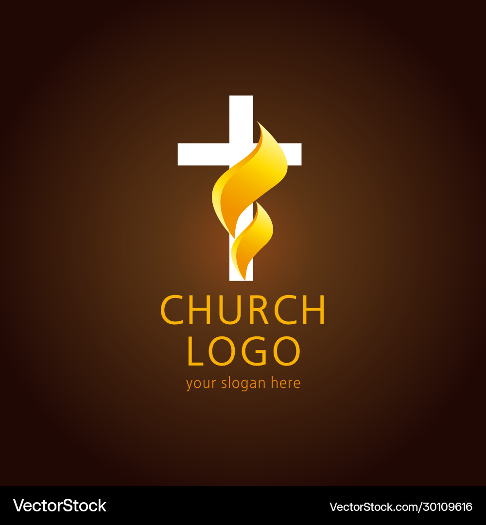 Church flame cross logo concept Royalty Free Vector Image