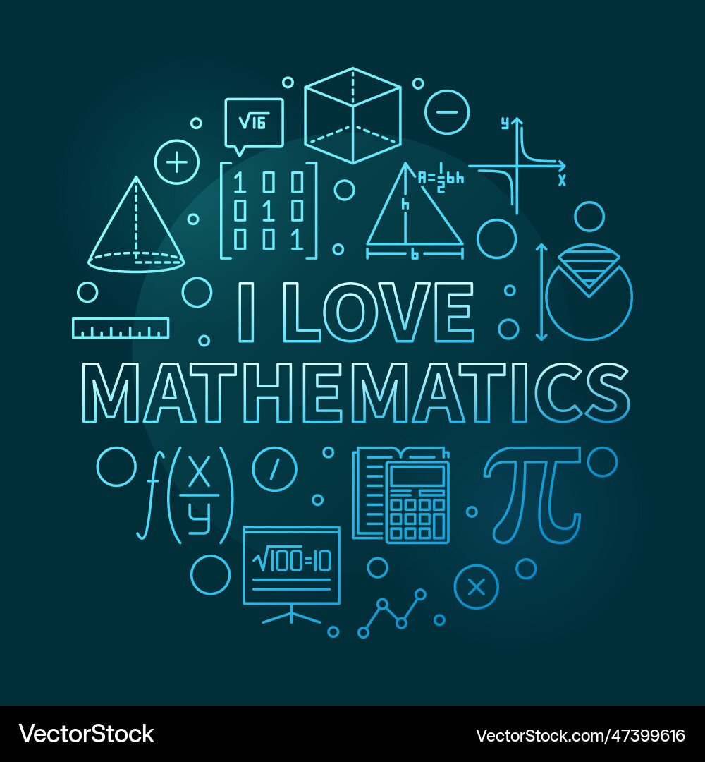 I love mathematics concept thin line round Vector Image