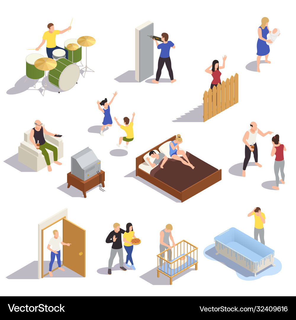 Neighbors isometric set Royalty Free Vector Image