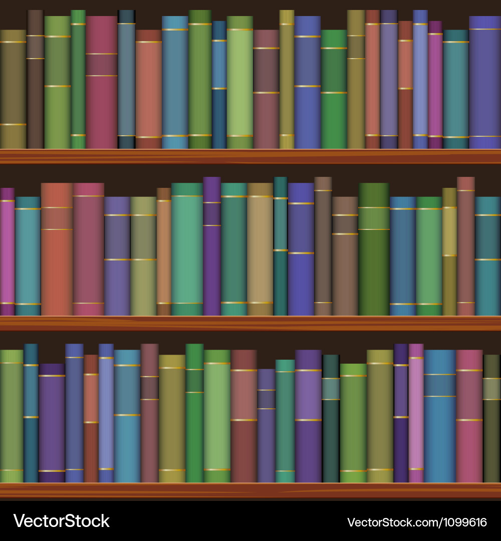 Seamless library shelves with old books Royalty Free Vector