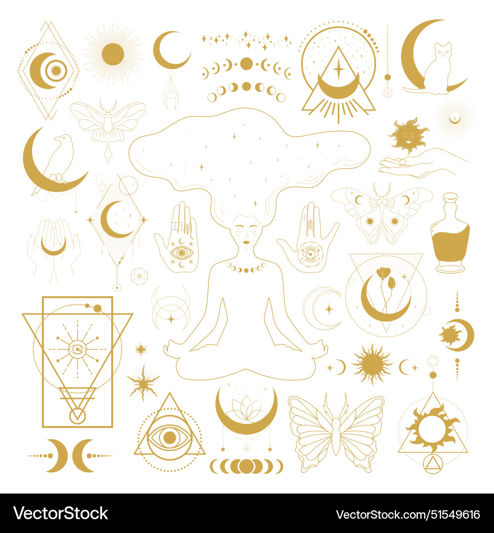 Set of celestial mystical and astrological Vector Image