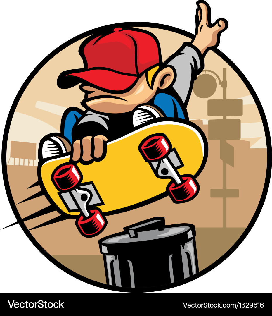 Skater Performing Ollie Jump Royalty Free Vector Image