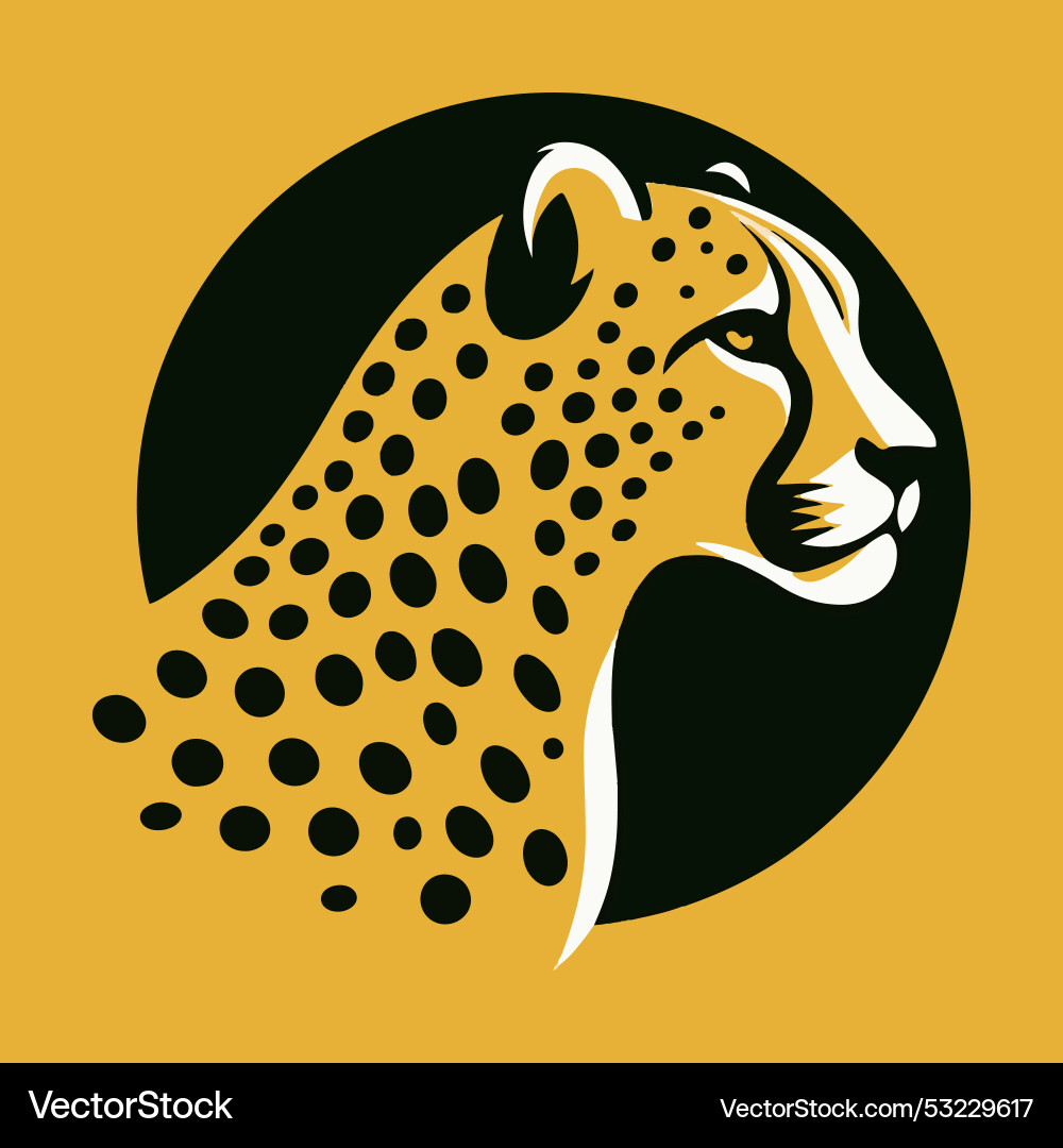 Black and yellow cheetah head with a round shape Vector Image