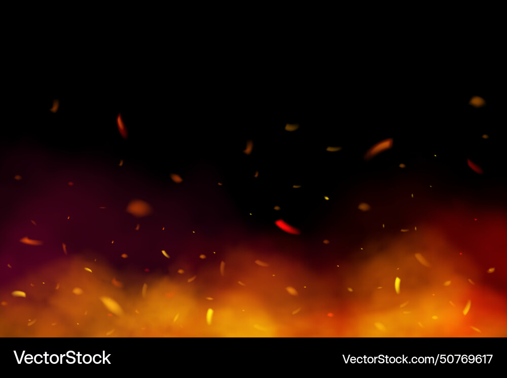 Realistic fire effect with sparkles Royalty Free Vector