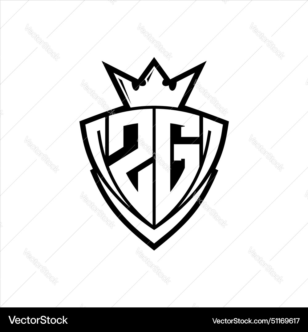 Zg letter logo with sharp triangle shield shape Vector Image