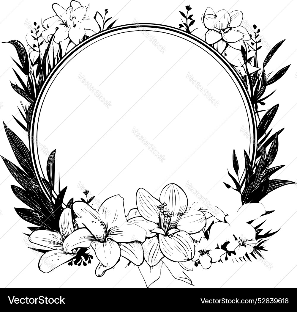 Blossom borderline floral frame icon palm Vector Image