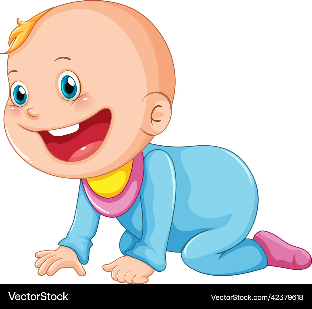 Cute baby crawling cartoon character Royalty Free Vector