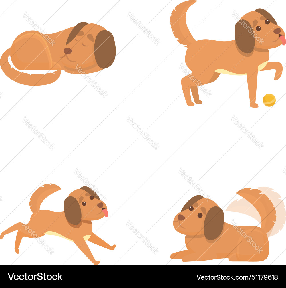 Cute dog icons set cartoon Royalty Free Vector Image